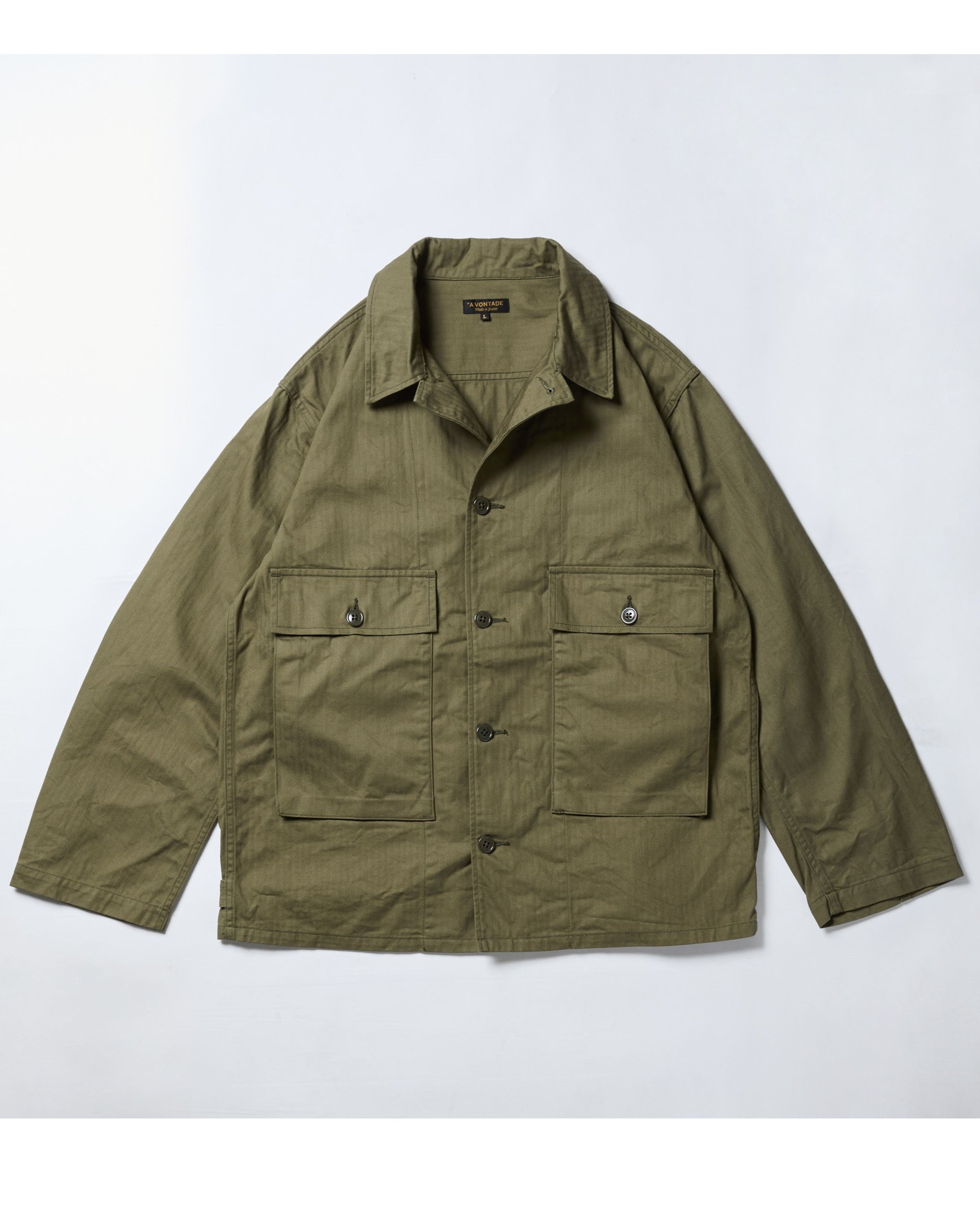 A VONTADE Naval Utility Jacket -Military Herinbone- #47 OLIVE – CASDAY / キャスデイ