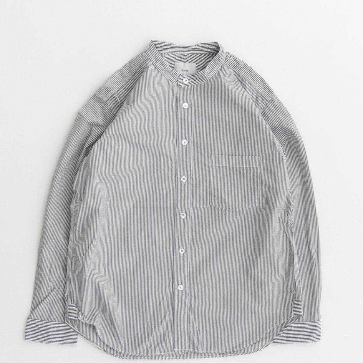 RINEN / 80/2ダウンプルーフ スタンドカラーシャツ 71.ストライプ シロ×ネイビー – CASDAY / キャスデイ