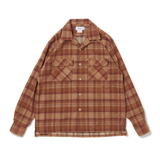 Riprap OPEN COLLAR SH L/S (21W PLAID CORDS) BRICK – CASDAY / キャスデイ
